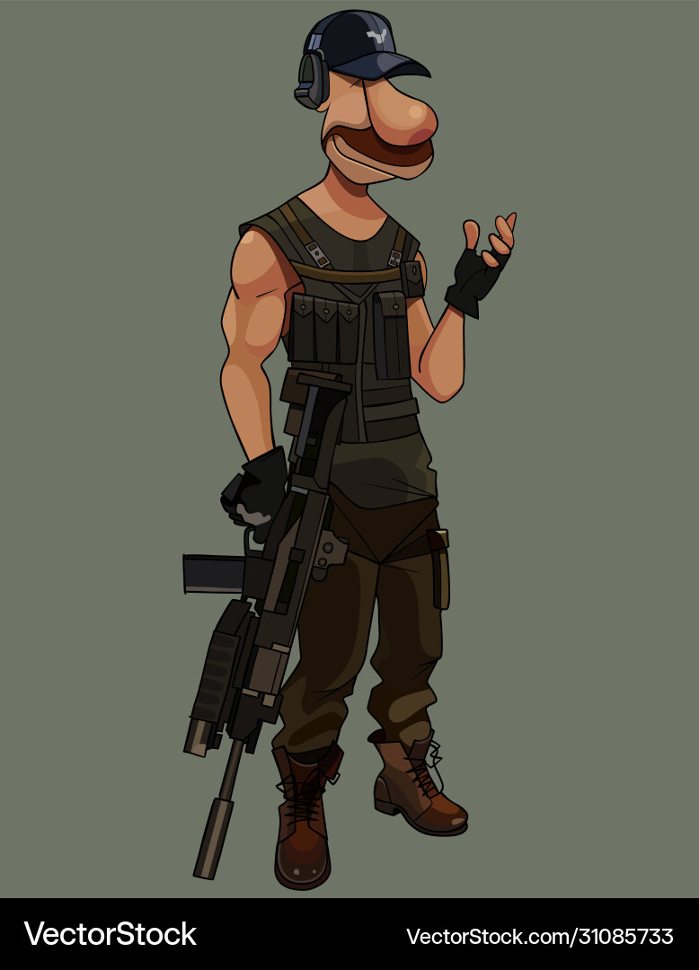 Cartoon armed man with a gun in his hand Vector Image