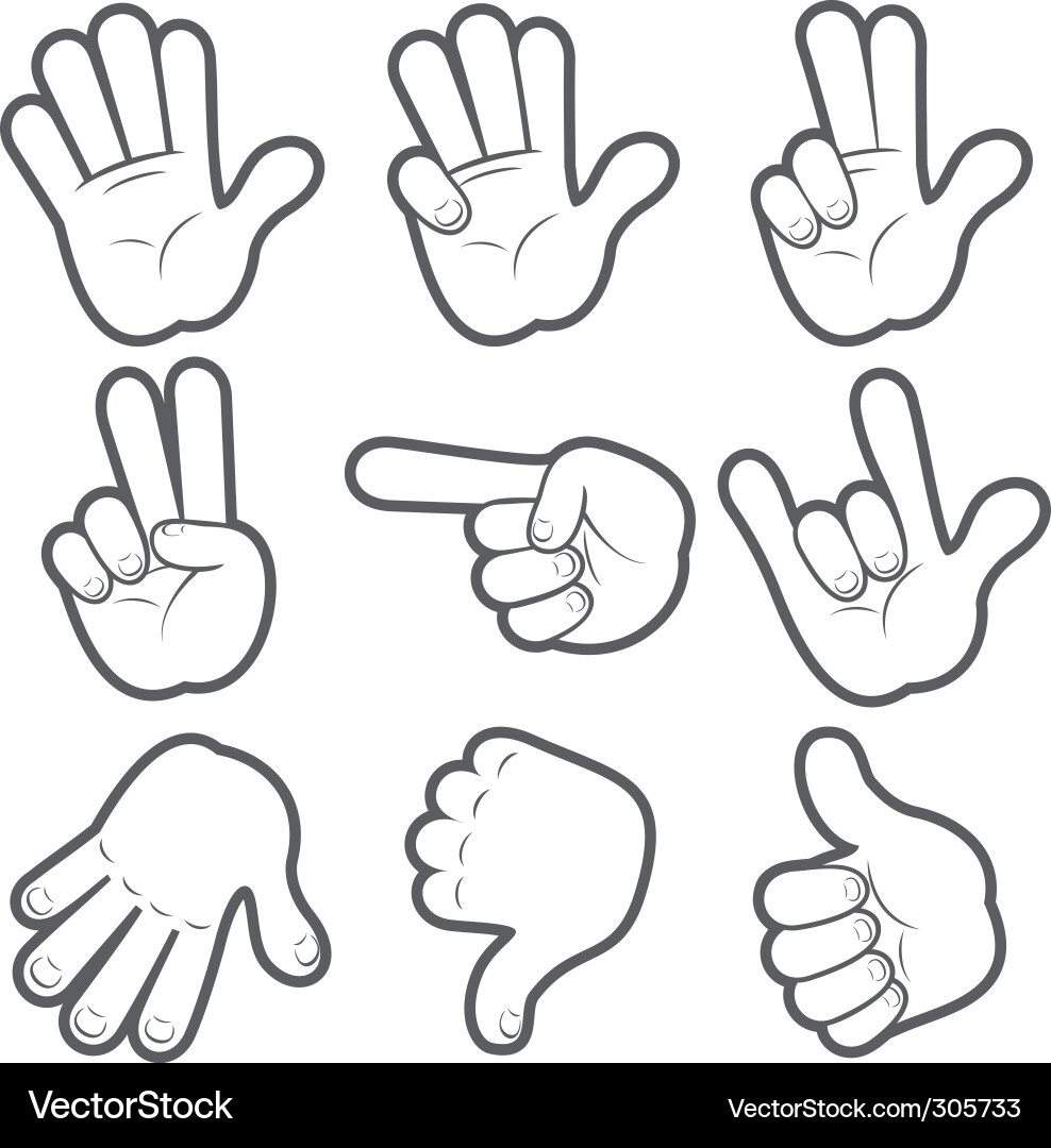 Cartoon Hand Icons Royalty Free Vector Image - VectorStock