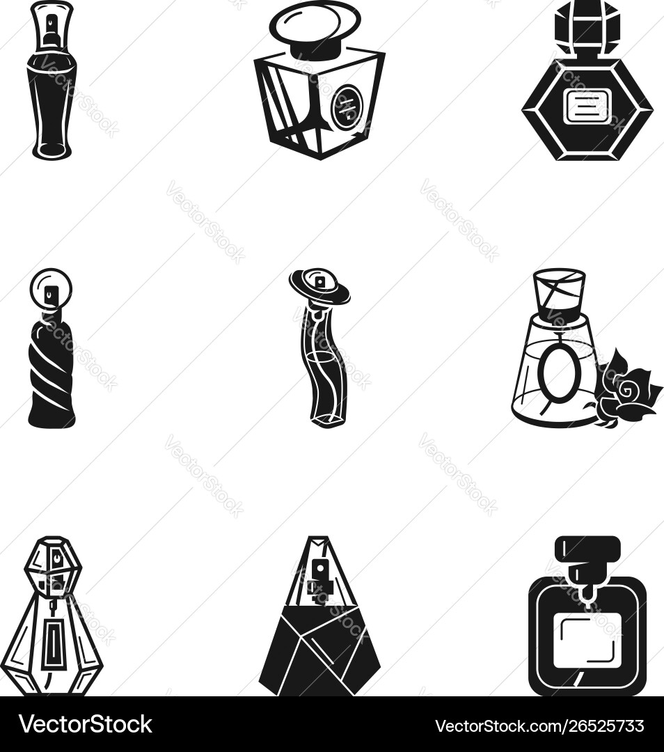 Cosmetic perfume bottle icon set simple style Vector Image