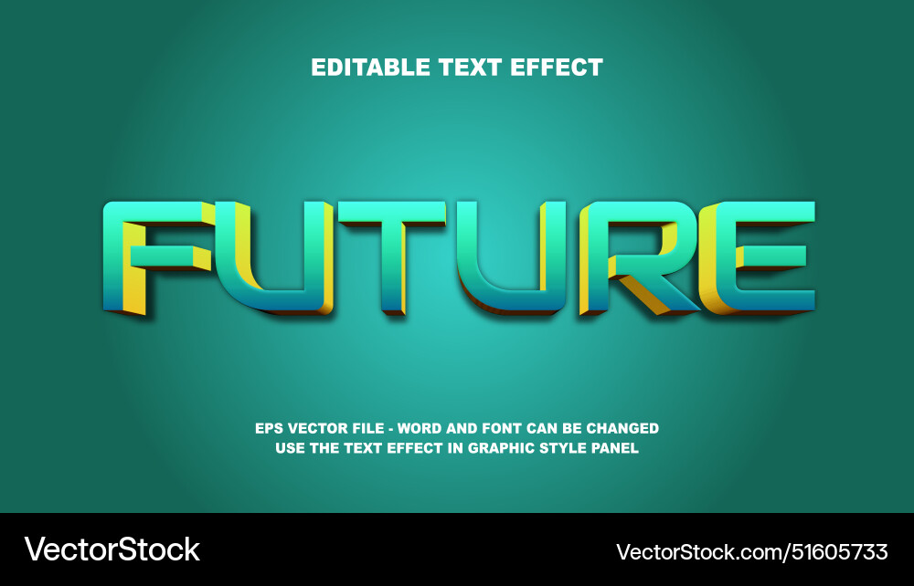 Editable text effect future 3d template Royalty Free Vector