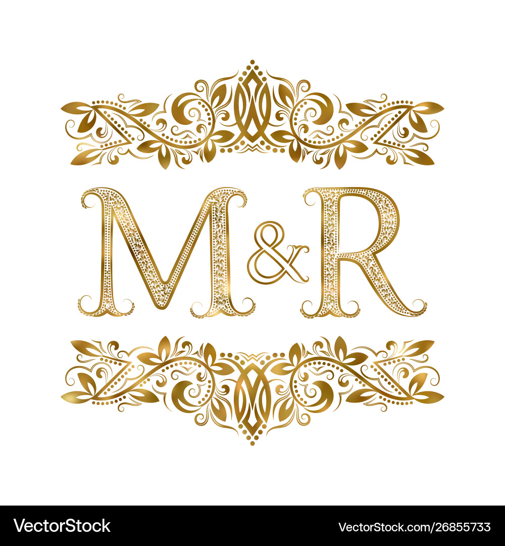 M and r vintage initials logo symbol letters Vector Image