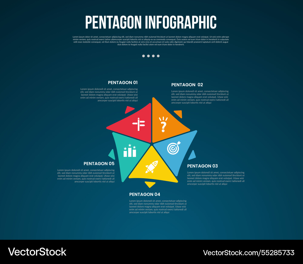 Pentagon base shape template infographic Vector Image