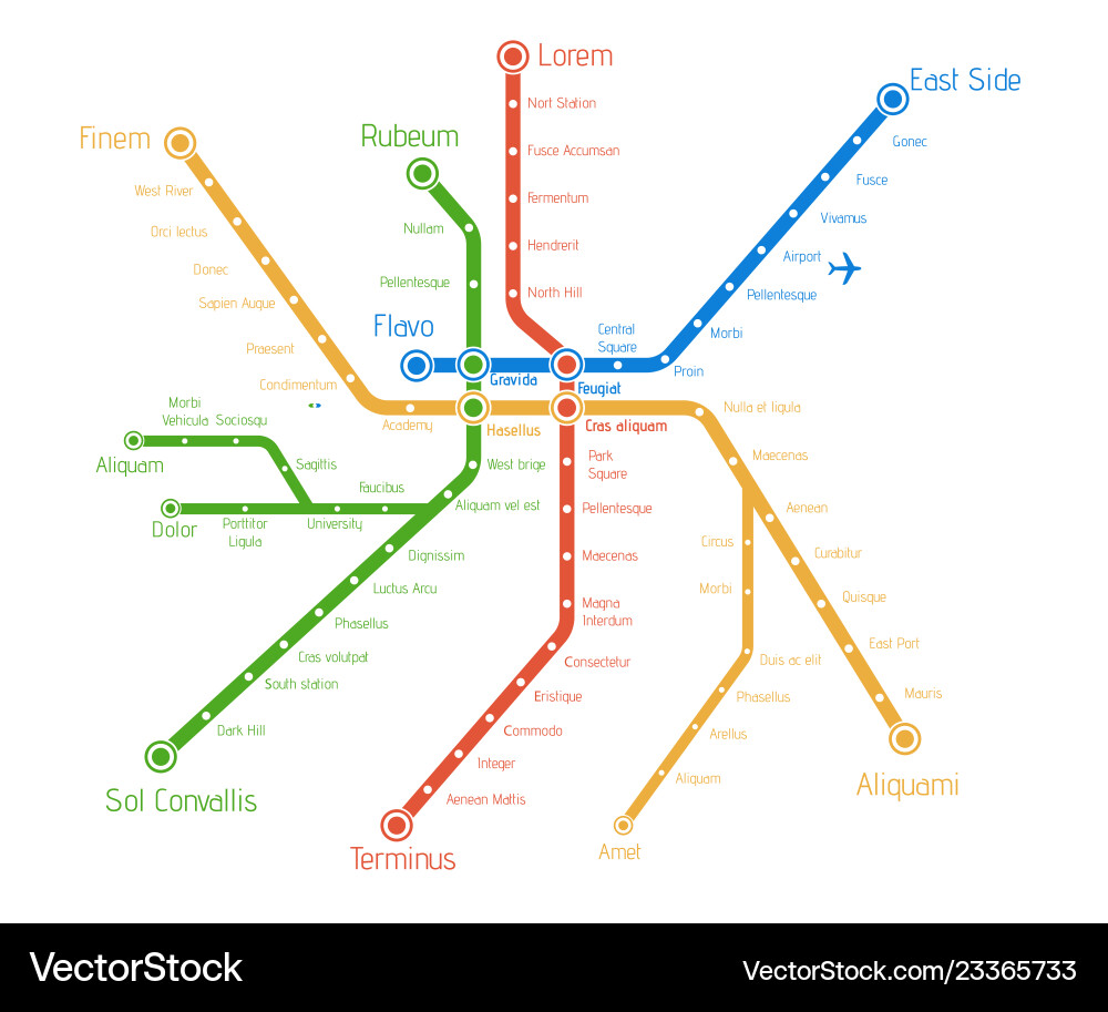 Realistic city metro map background Royalty Free Vector