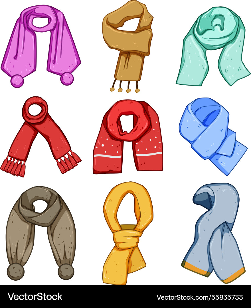 Scarf kid set cartoon Royalty Free Vector Image