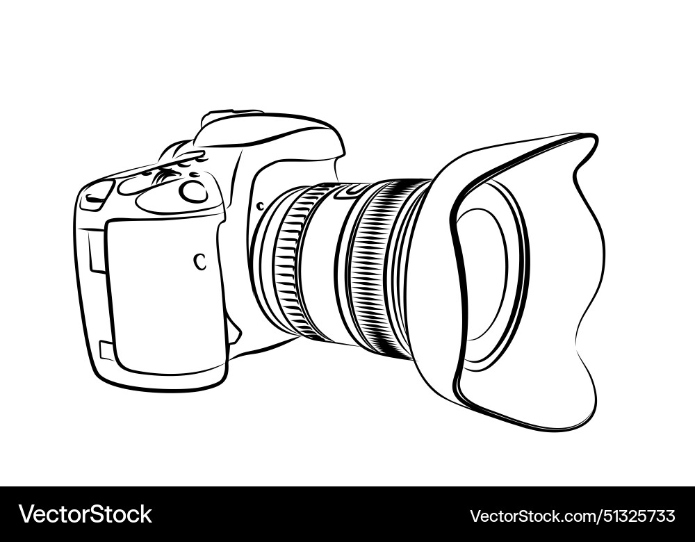 Sketch of a slr camera Royalty Free Vector Image