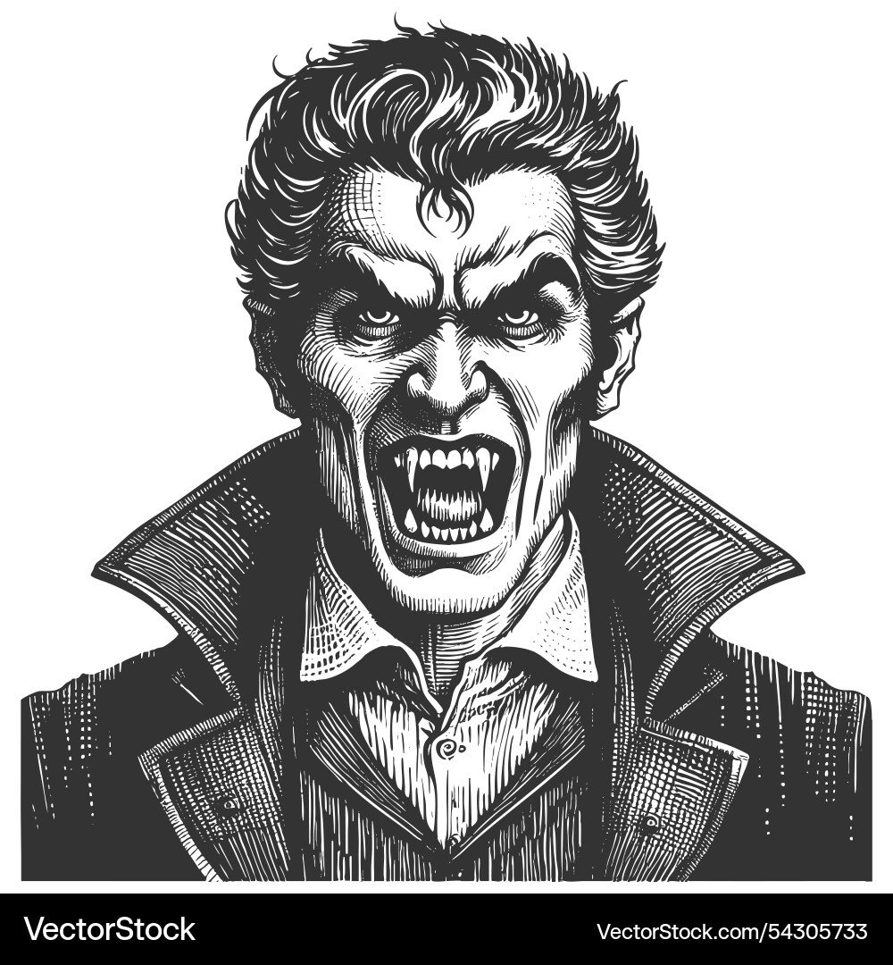 Vampire portrait with fierce expression Royalty Free Vector