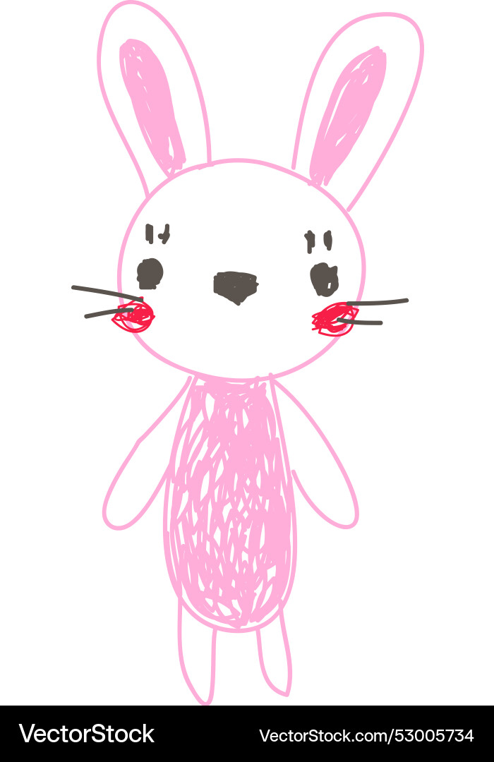Bunny as kids doodle simple hand drawn element Vector Image