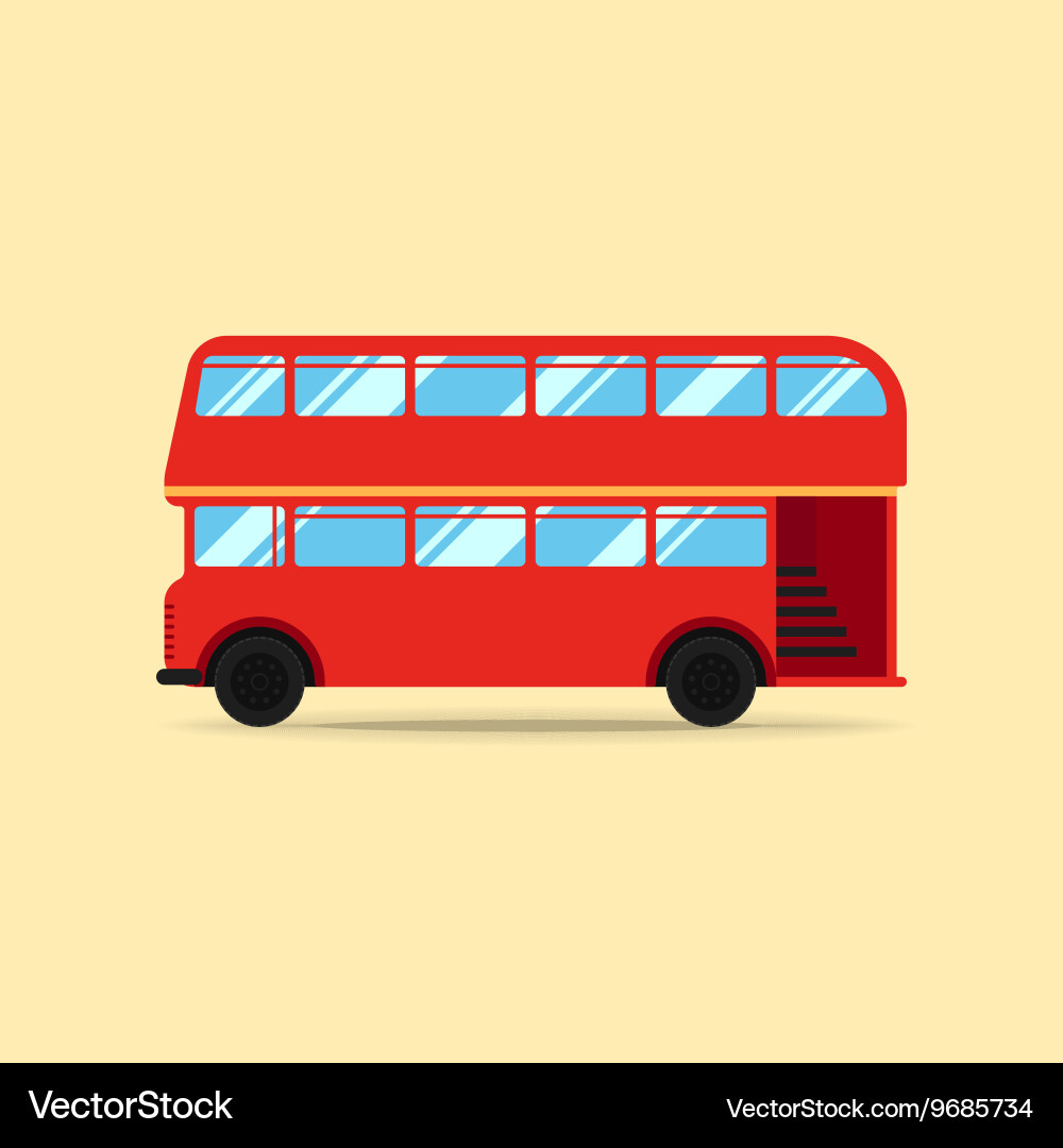 Double decker bus flat design Royalty Free Vector Image