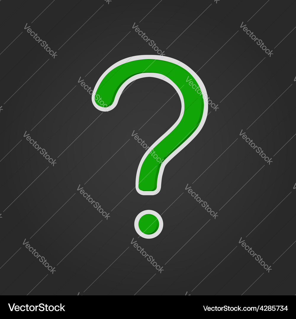 Green question mark with shadow on black Vector Image