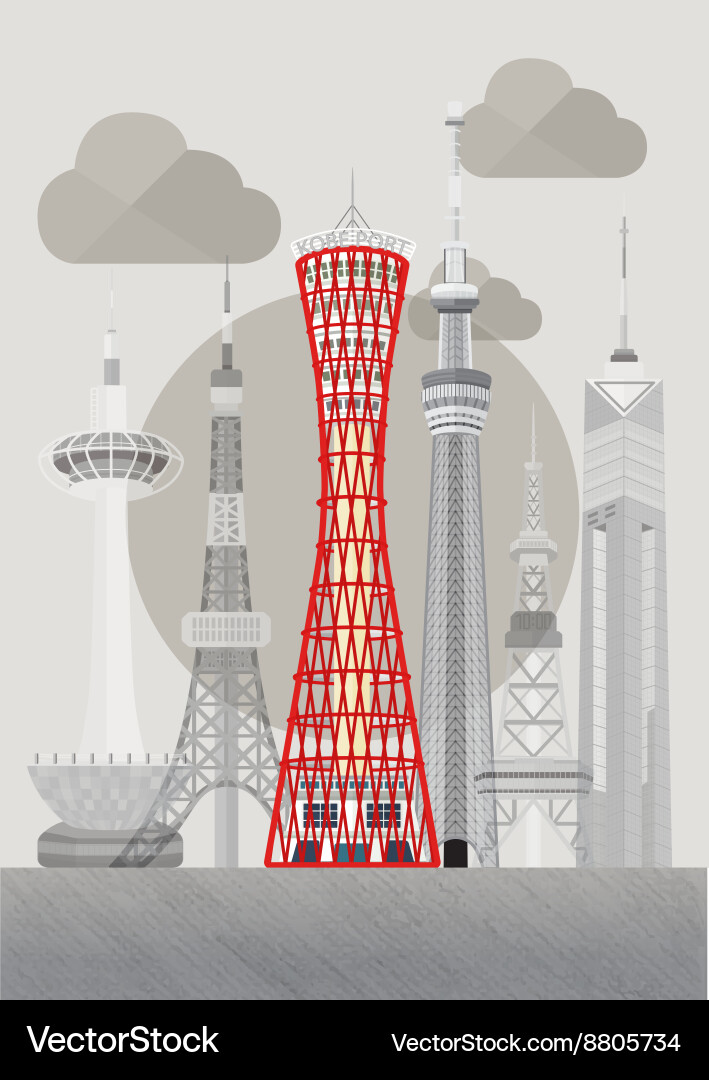 Japan kobe port tower Royalty Free Vector Image