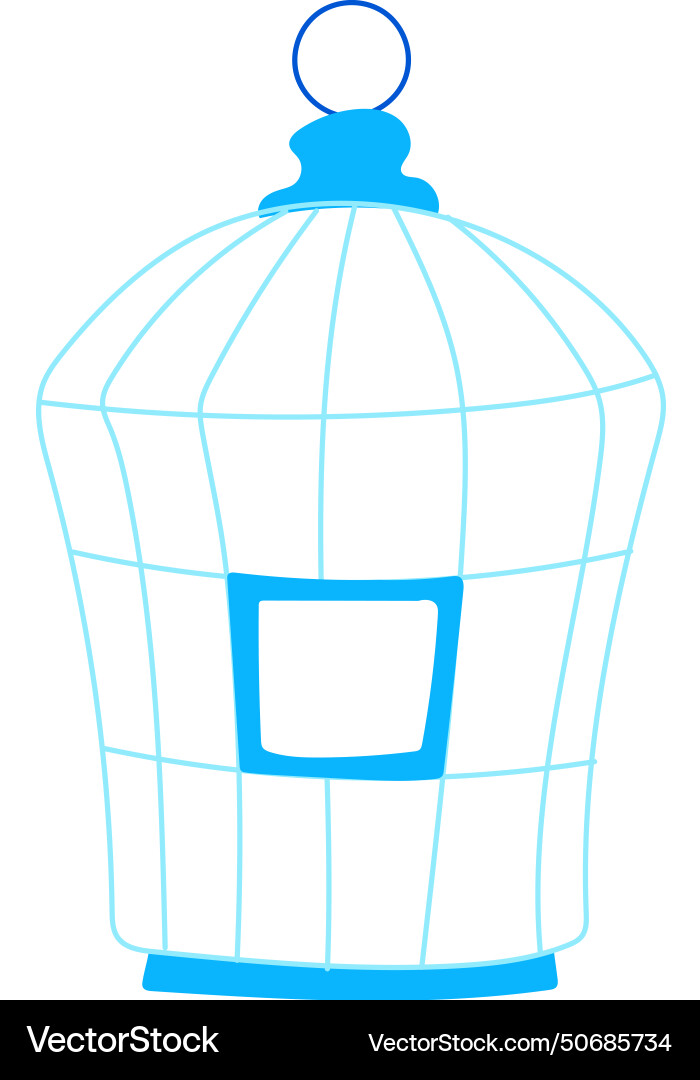 Line bird cage cartoon Royalty Free Vector Image