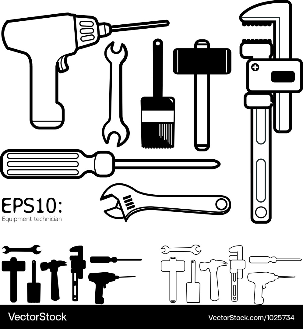 Tools icon set white background Royalty Free Vector Image