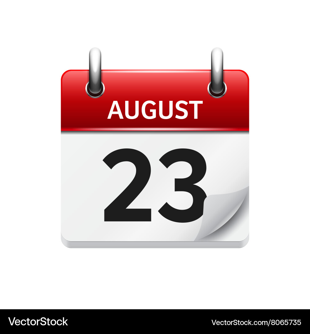 August 23 Flat Calendar Icon Royalty Free Vector Image
