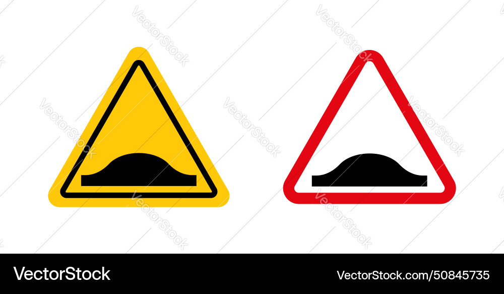 Caution speed ramps sign icon set warning for Vector Image