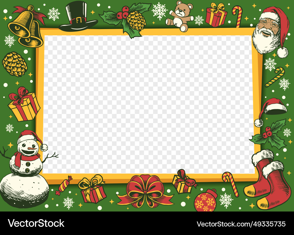 Christmas border frame with object Royalty Free Vector Image