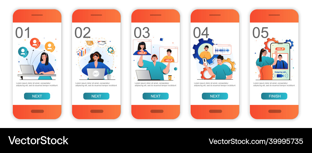 Customer service concept onboarding screens Vector Image