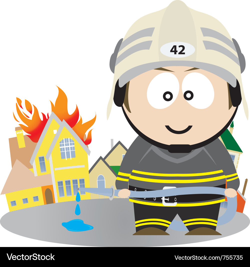 Cute Firefighter Cartoon Royalty Free Vector Image