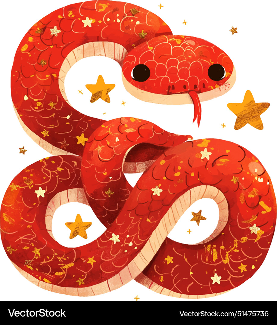 2025 a red snake with stars Royalty Free Vector Image