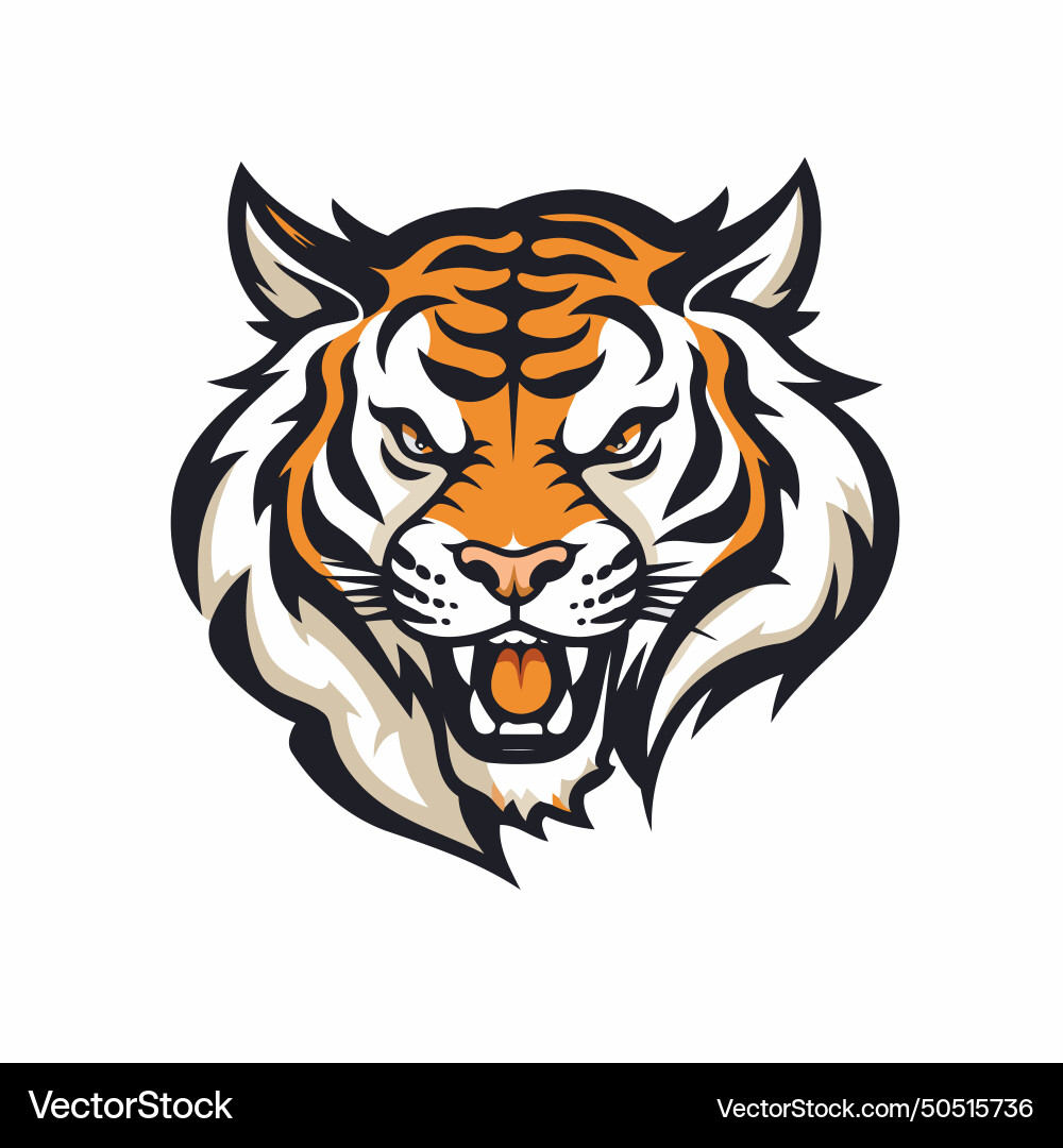A tiger head mascot logo isolated on white Vector Image