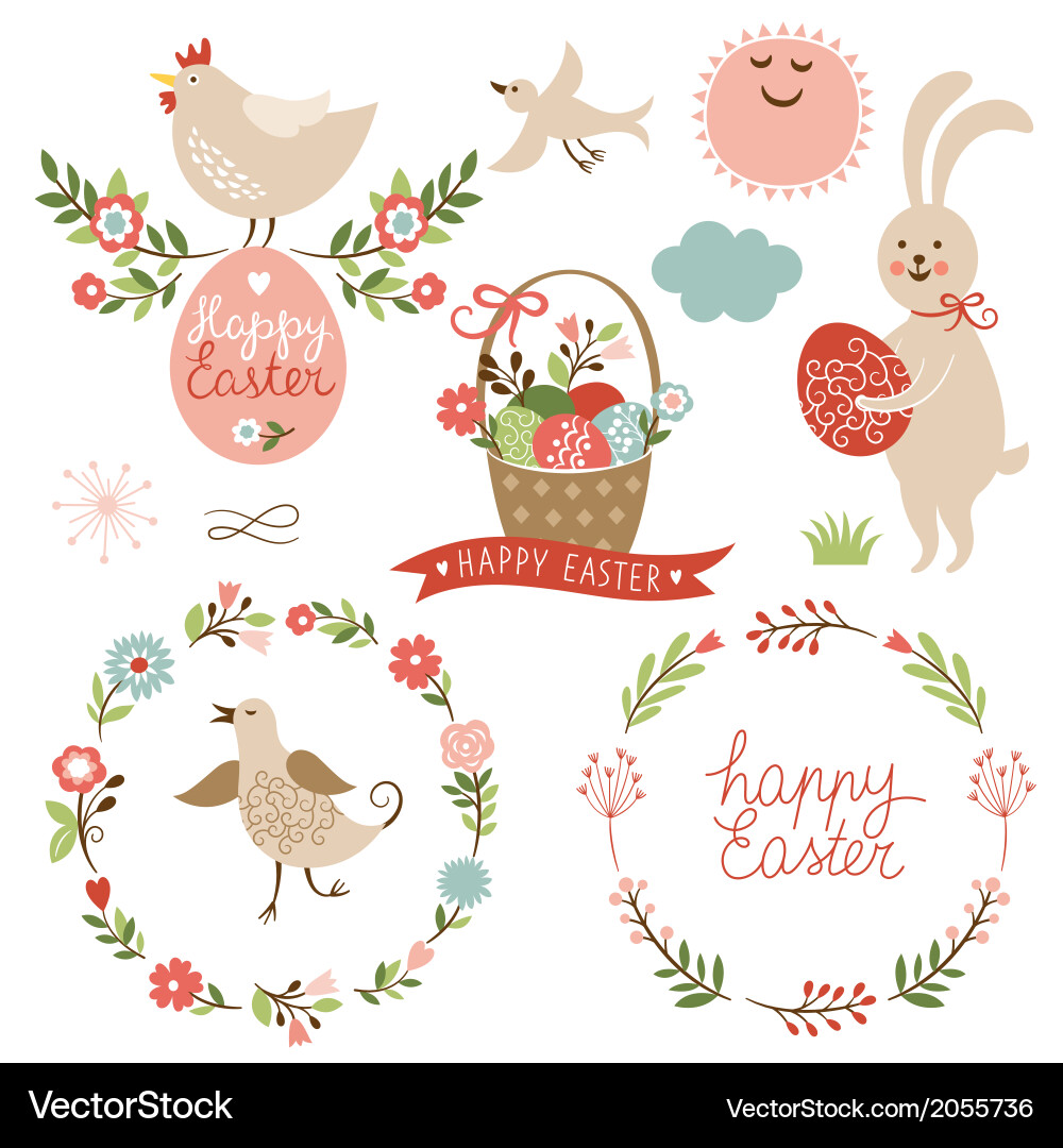 Happy easter graphic elements Royalty Free Vector Image