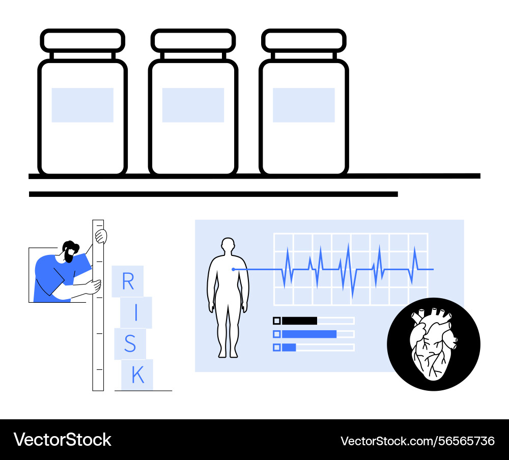 Medical risk assessment with vials human body Vector Image