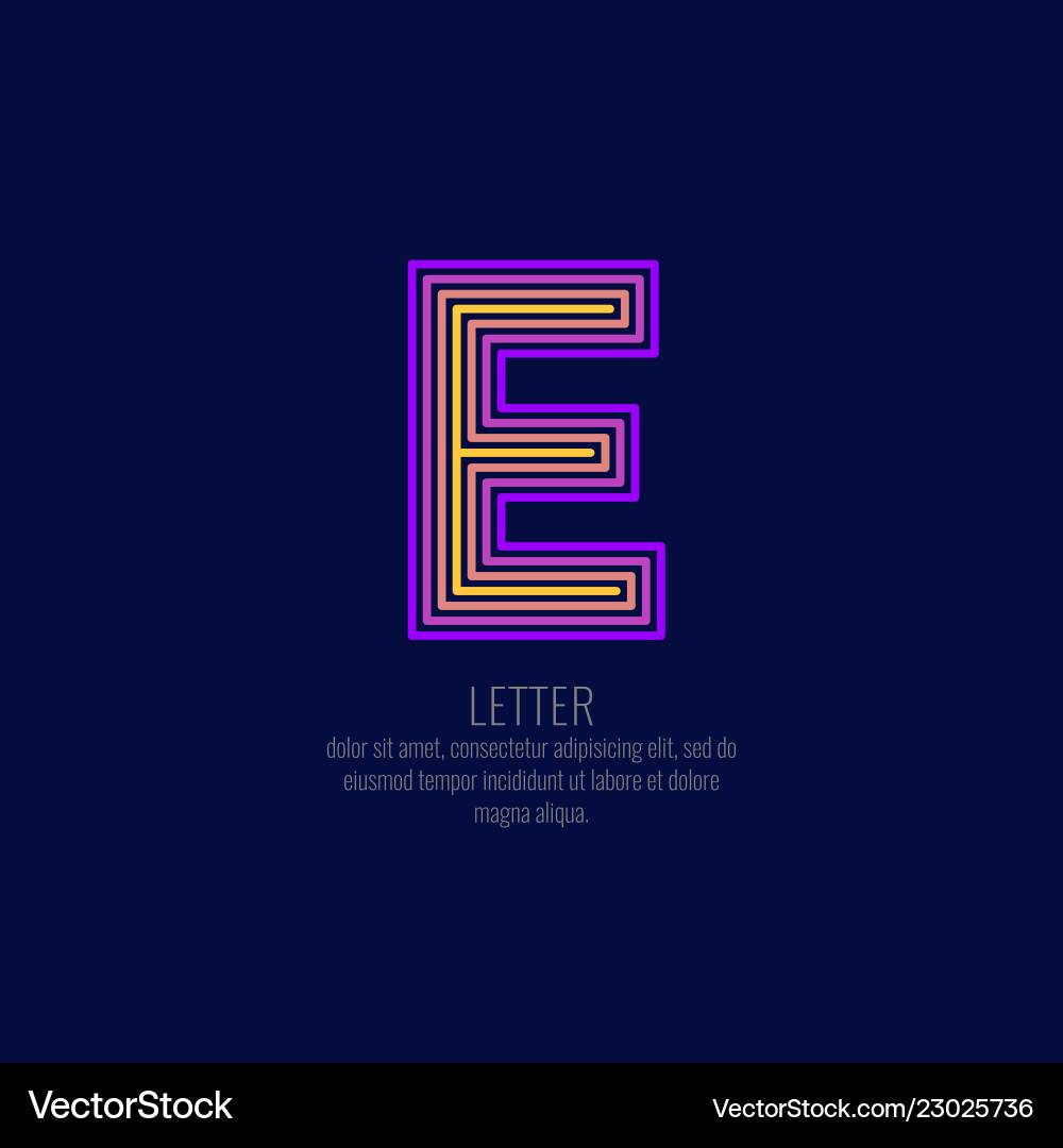 Modern linear logo and sign the letter e Vector Image