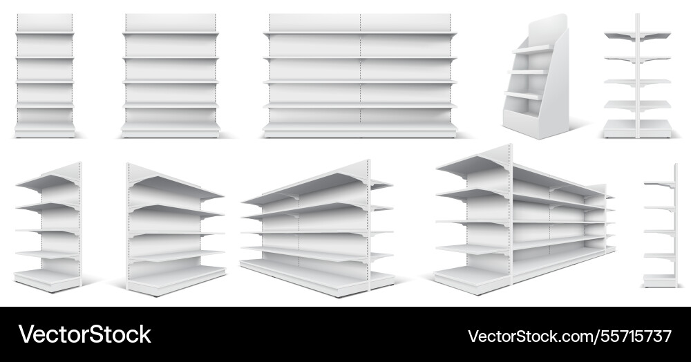 3d realistic supermarket shelf mockup with Vector Image