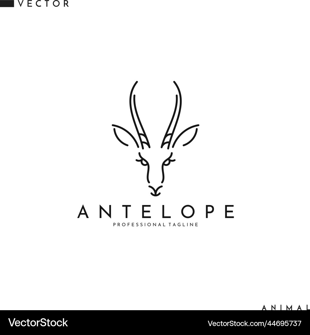 Antelope springbok logo outline style Royalty Free Vector
