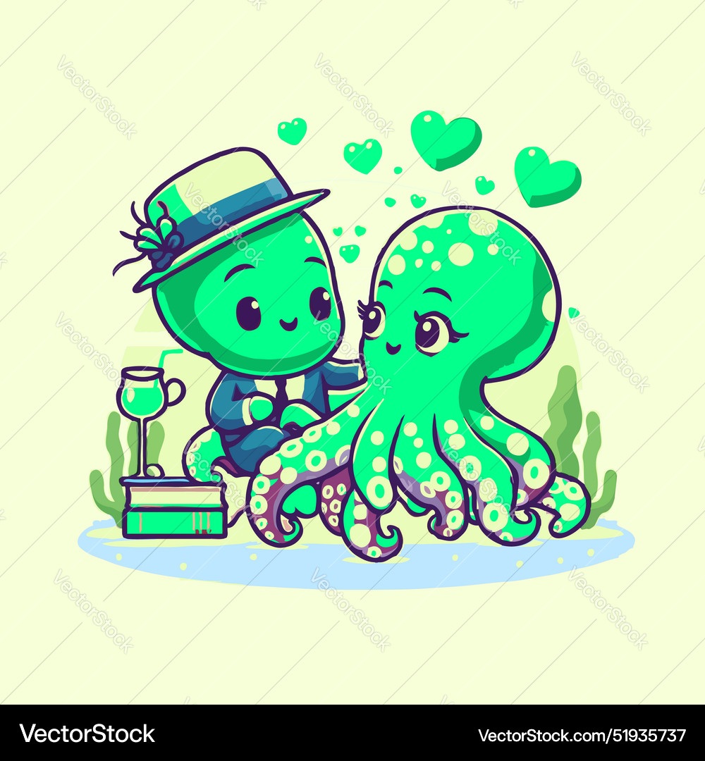 Cute octopus love stock Royalty Free Vector Image