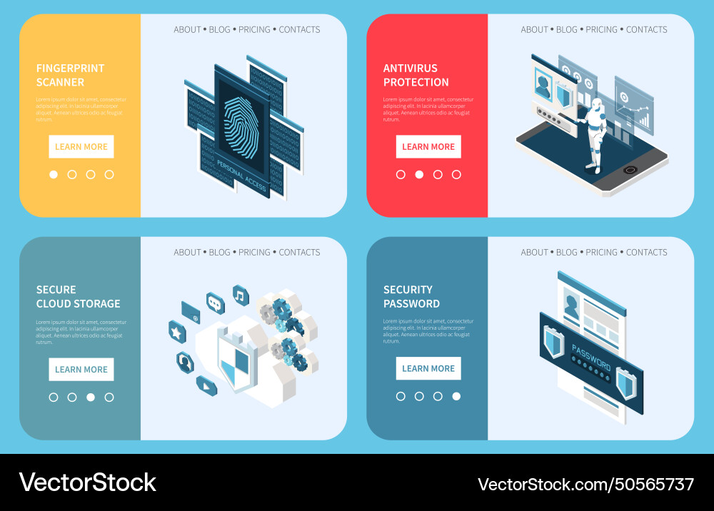 Digital privacy horizontal banners Royalty Free Vector Image