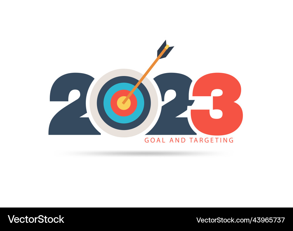 Goals concept 2023 new year with creative target Vector Image