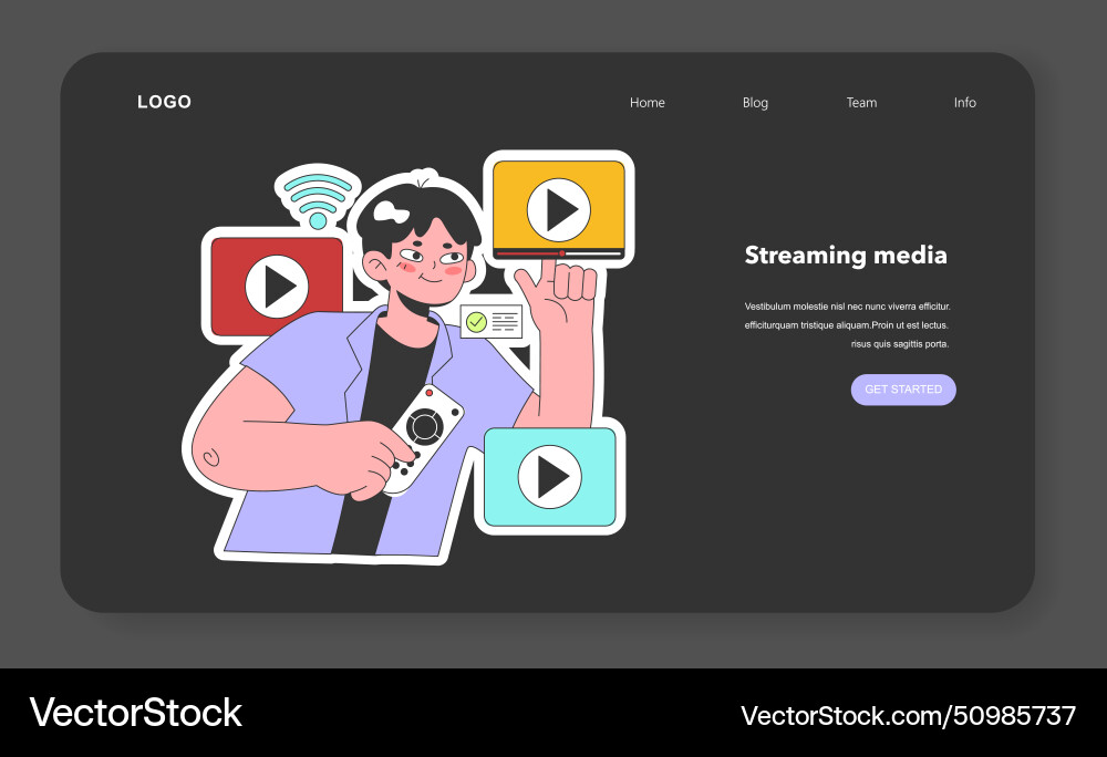Movie streaming platform night or dark mode web Vector Image