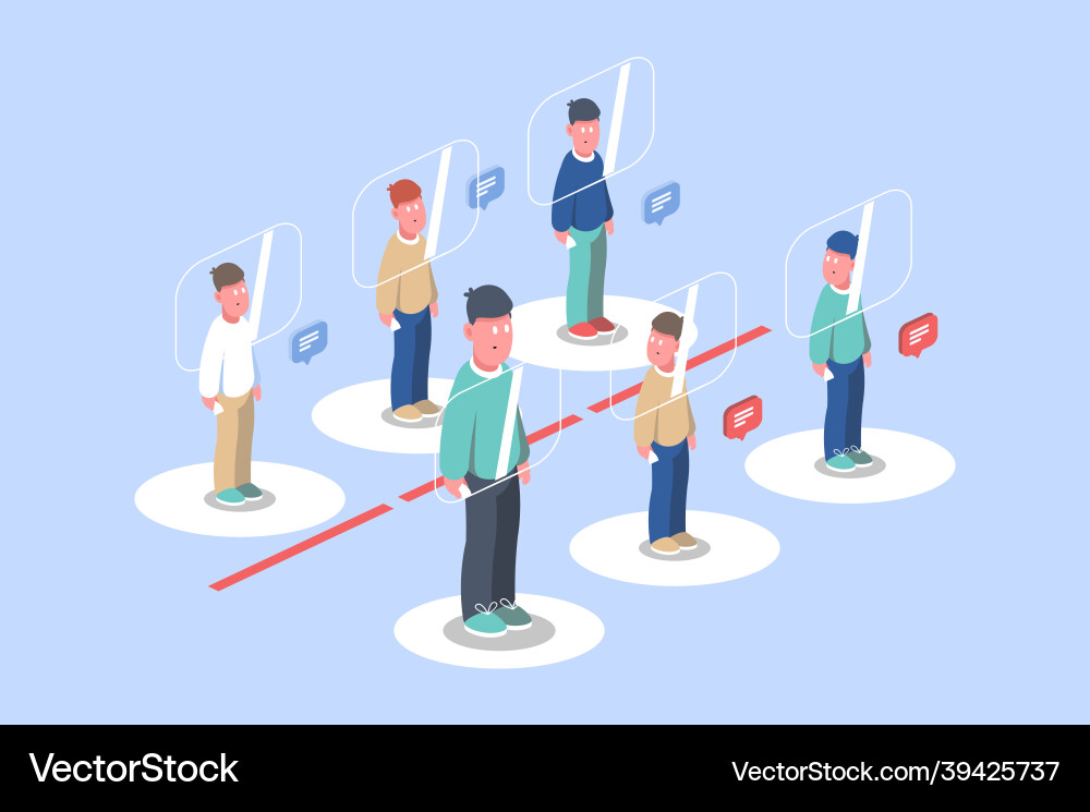 People follow distance rule Royalty Free Vector Image