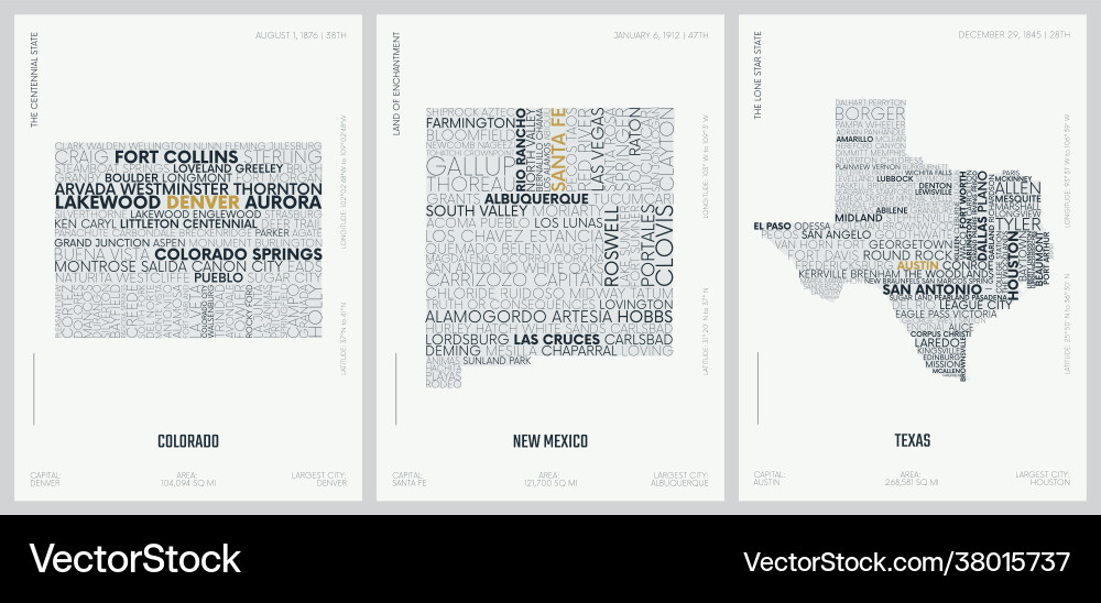 Typography composition city names silhouettes Vector Image