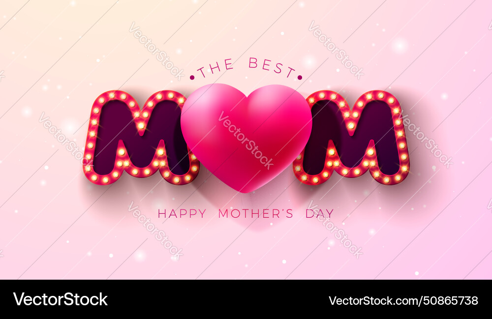 Happy mothers day greeting card design with heart Vector Image