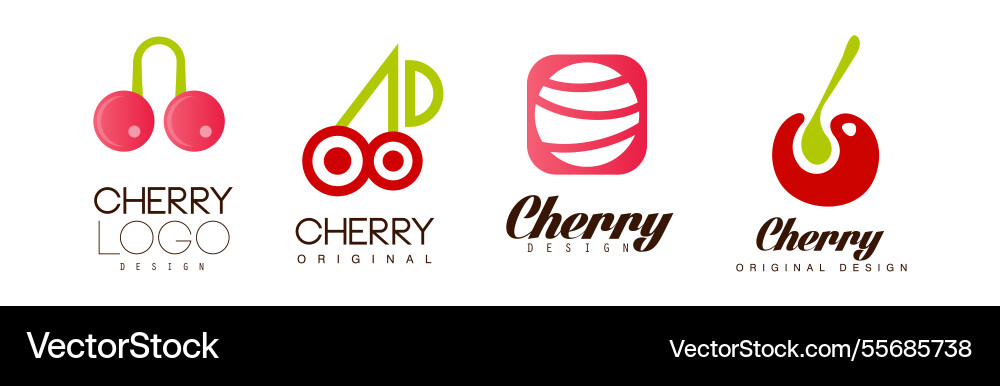 Kirsch-Logo Original-Design mit hellen Beeren Vektorbild