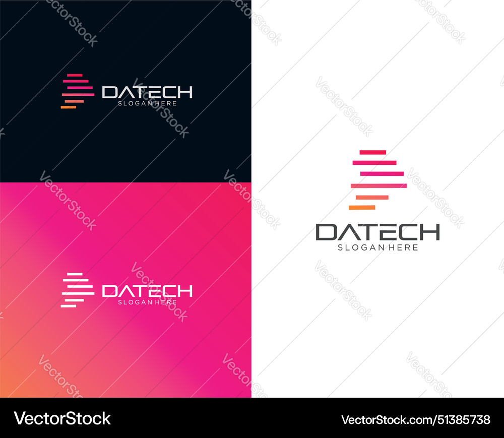 Letter d tech logo design technology digital Vector Image