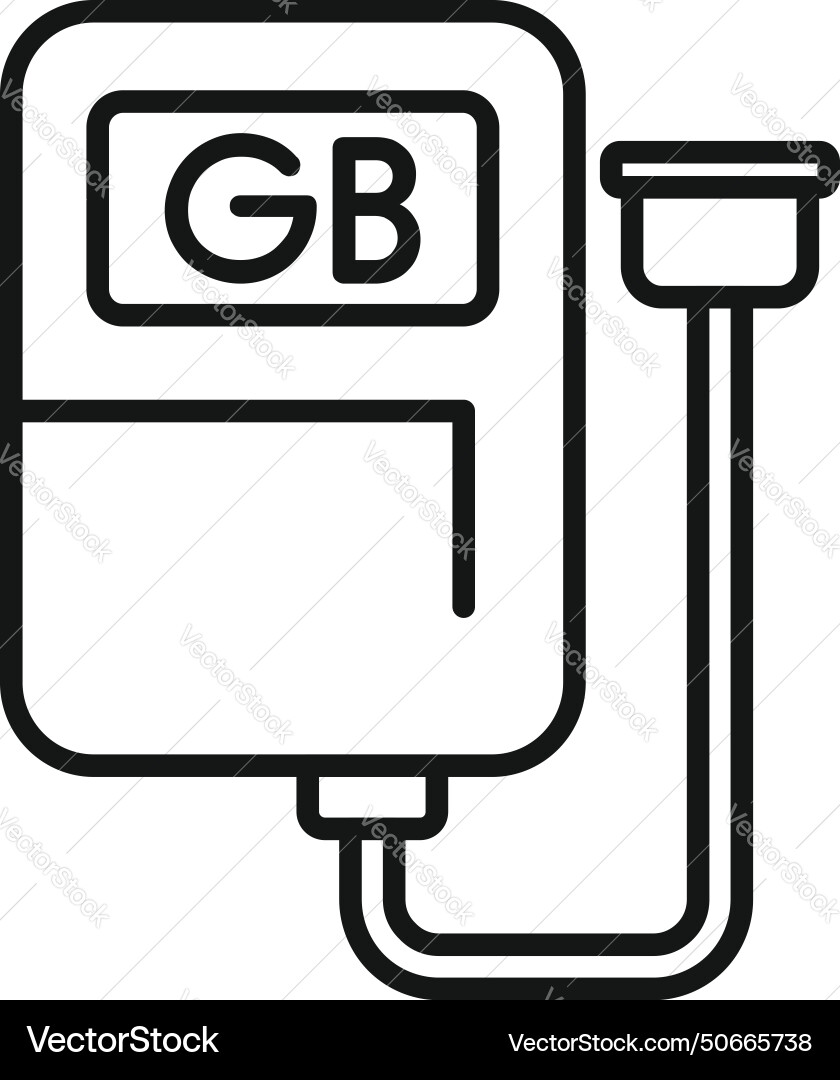 Mass storage tb icon outline focus state Vector Image
