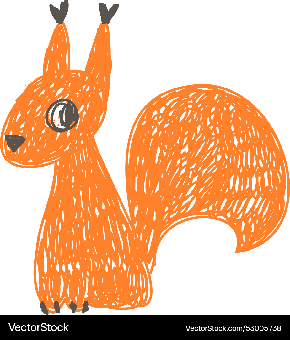 Squirrel as kids doodle simple hand drawn element Vector Image