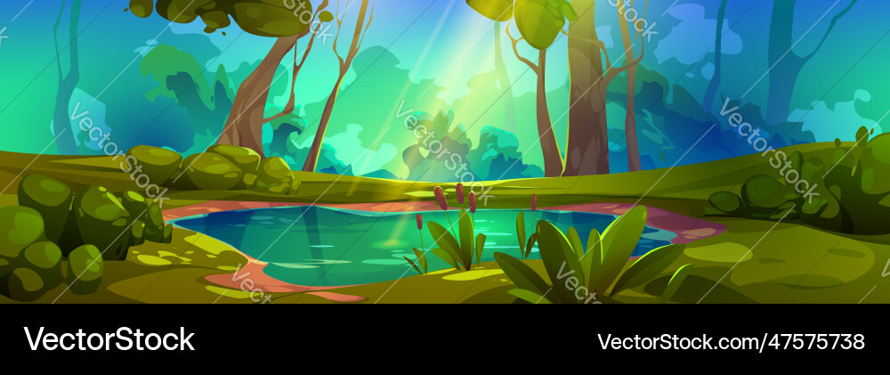 Swamp in forest game landscape background Vector Image