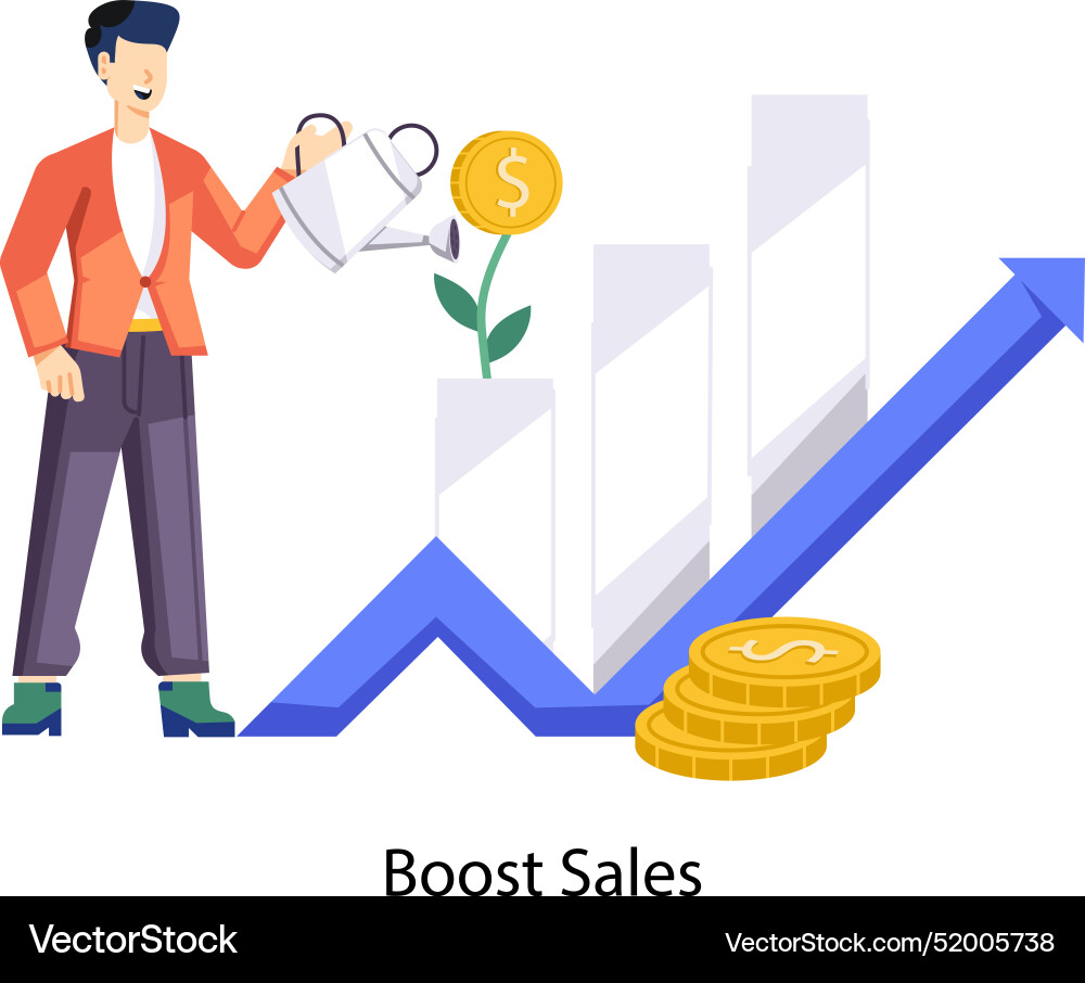 Weba flat style of boost sales Royalty Free Vector Image