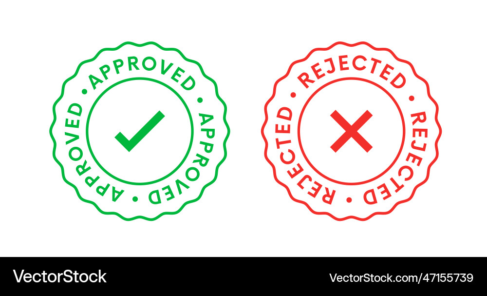 Approved and rejected stamp icon signs design Vector Image