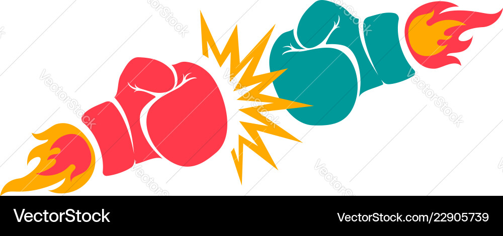 Emblem for boxing with red and blue gloves Vector Image