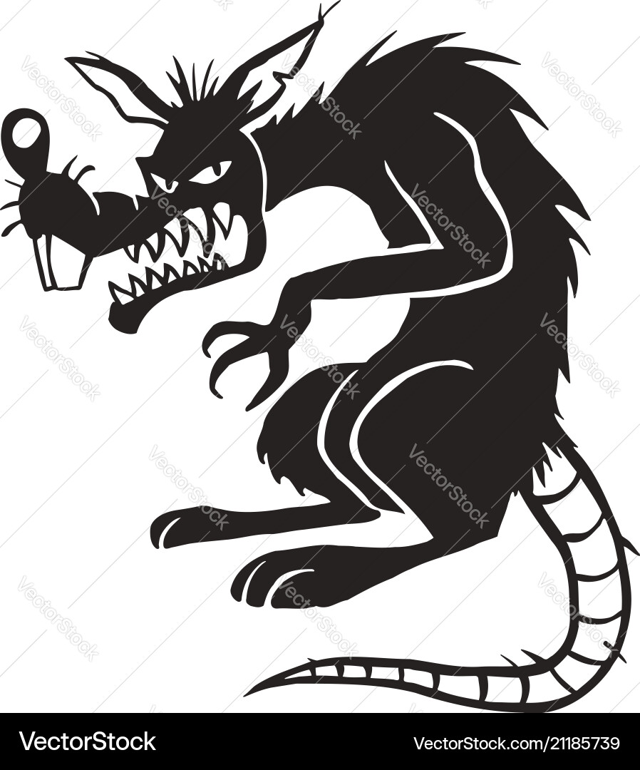 Evil black rat cartoon Royalty Free Vector Image