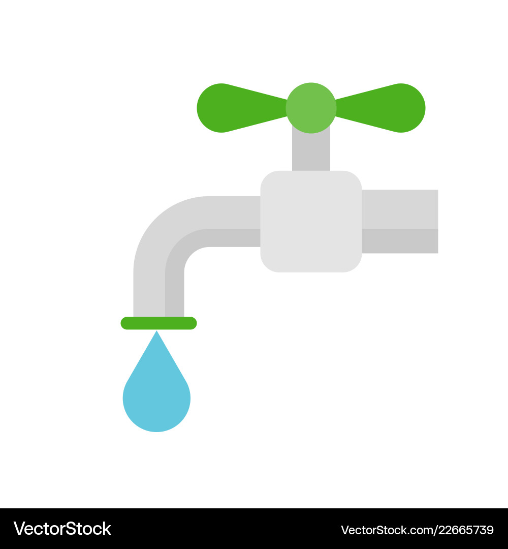 Faucet and water droplet flat icon saving Vector Image