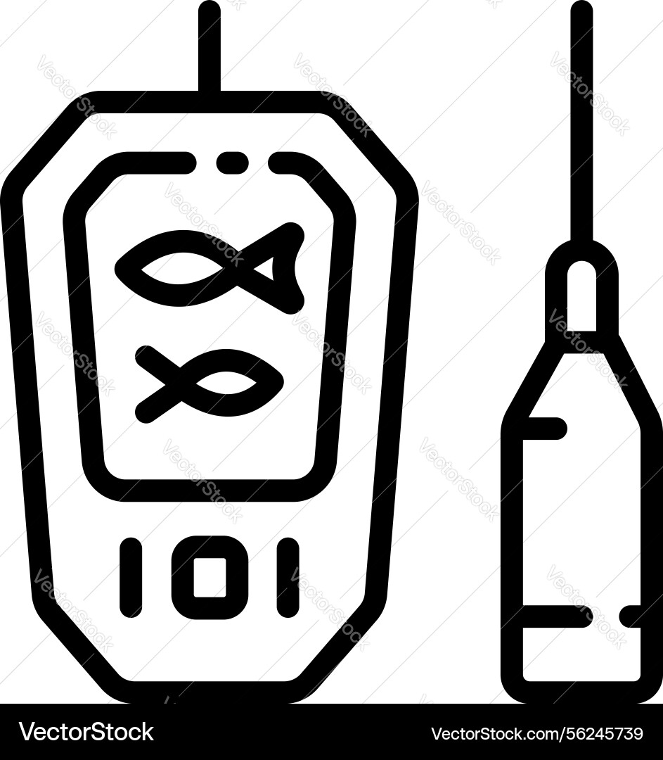 Fish finder icon echo sounder depth Royalty Free Vector