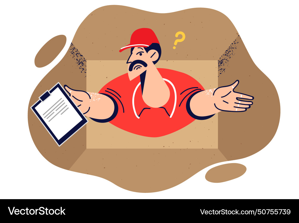 Frustrated Courier - Lost Package Royalty Free Vector Image