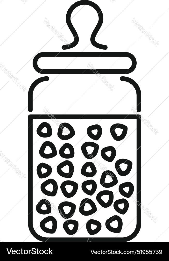 Glass jar filled with delicious round chocolate Vector Image
