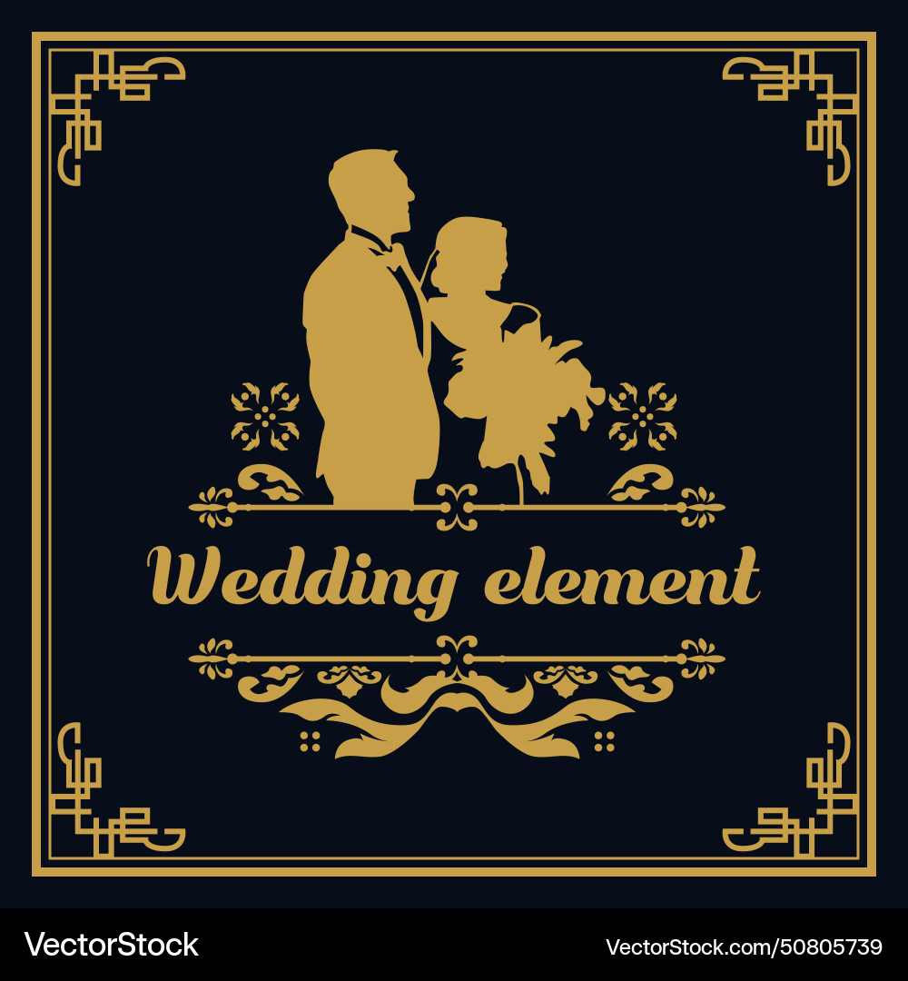 Luxury square wedding invitation card template Vector Image