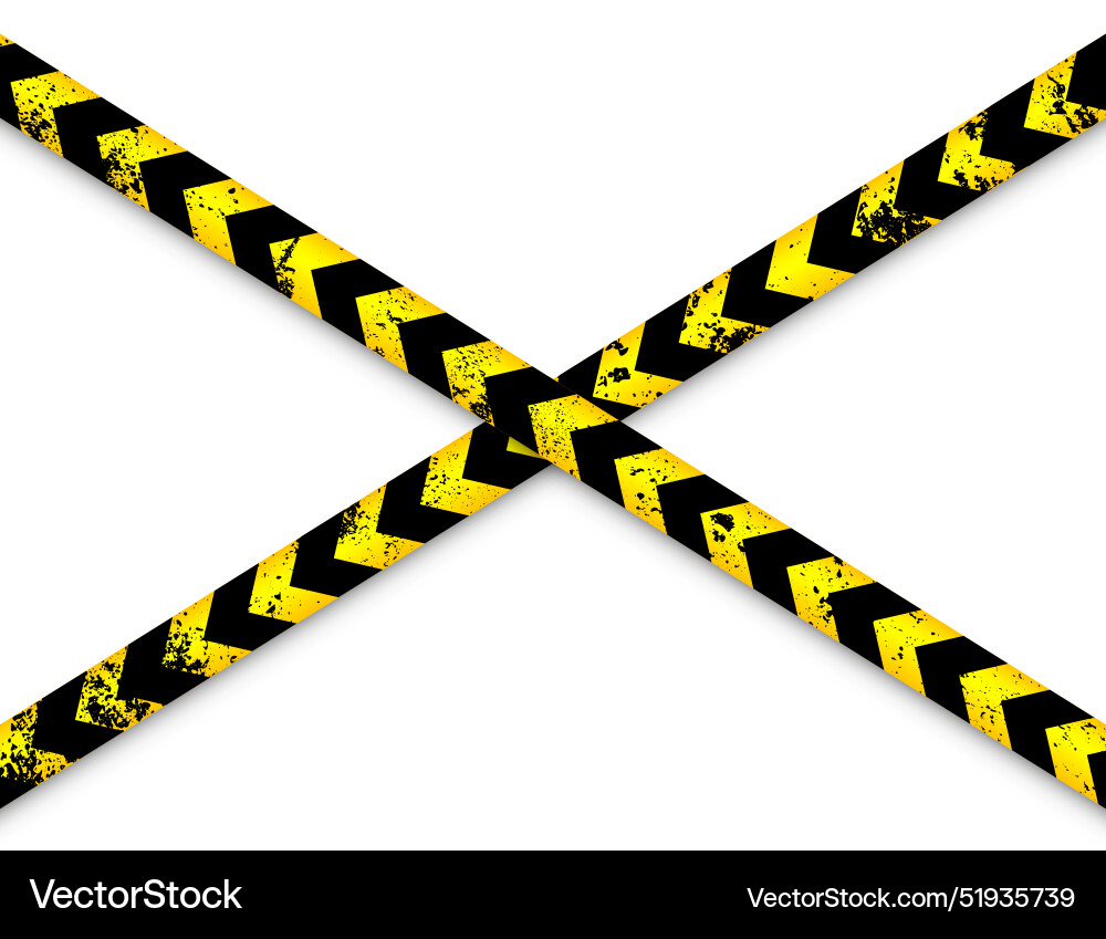 Old grunge barricade construction tape yellow Vector Image